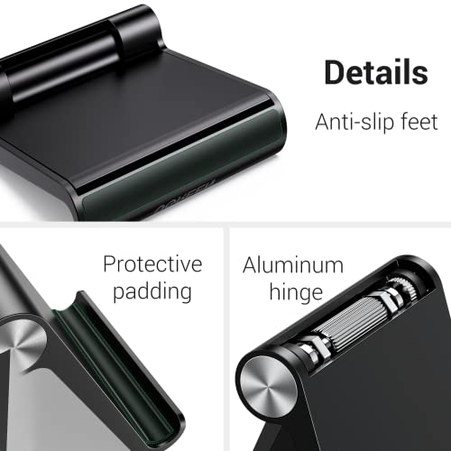 UGREEN 2 Pack Cell Phone Stand Desk Accessories Adjustable Foldable iPhone Stand Holder Desktop Compatible with iPhone 14 Pro Max 14 Plus 13 12 Pro 11 SE Galaxy S23 Ultra Black White