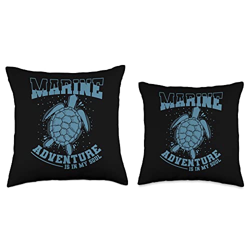 Turtle reptile carapace old Sauropsida Testudines Turtle Marine Adventure is in My Soul Throw Pillow, 18x18, Multicolor