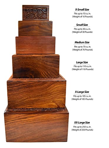 LINDIA MEMORIAL Handcrafted Rosewood Cremation Urns - Beautiful Wooden Urn Tree of Life Design - Urns for Human or Pet Ashes (Small)