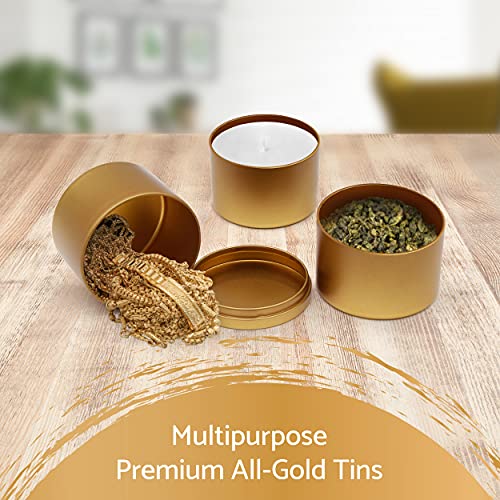 24 Pack 8oz Gold Candle Tins with Lids - Candle Containers for Making Candles, Candle Jars Candle Making Supplies, Candle Vessels Empty Candle Tin DIY