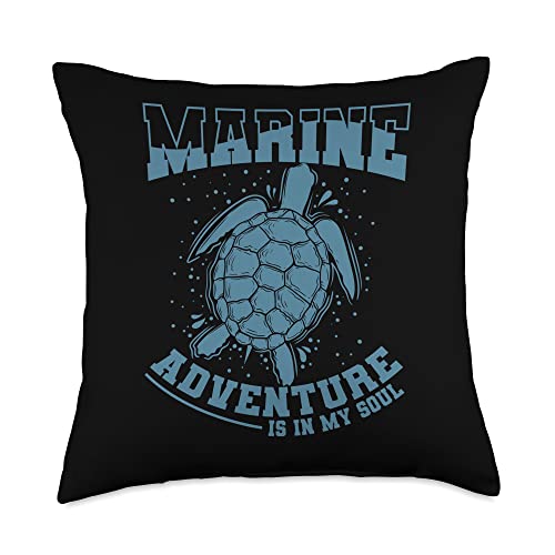 Turtle reptile carapace old Sauropsida Testudines Turtle Marine Adventure is in My Soul Throw Pillow, 18x18, Multicolor