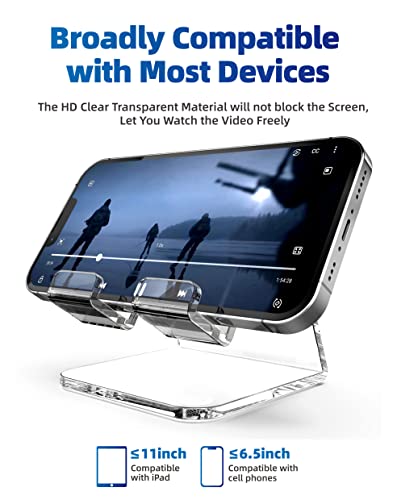 TOPGO Acrylic Cell Phone Stand, Clear Phone Holder for Desk, Office Desktop, Bedside Table, Compatible with iPhone 14/Samsung/Smartphones/iPad Mini