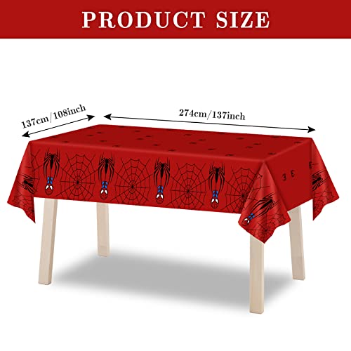 3Pcs Spider Themed Party Tablecloths, Large Disposable Plastic Table Covers for Superhero Party Kids Birthday Party Favors Tablecloths 54x108 inch