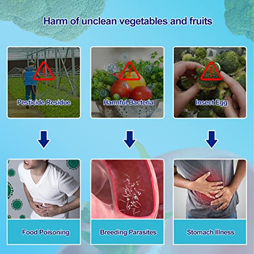 Vegetable Cleaner Device, Kallodear Fruit and Vegetable Washing Machine with USB Rechargeable Base OH-ion Purification Technology for Cleaning Vegetable Fruit - Blue