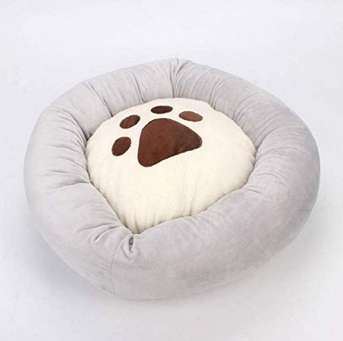 NC Creative Shape Cute Soft Plush Pet Nest Deep Sleep Cat Nest Dog Nest Bite-Resistant Footprints Round Cushion Cat Nest Small and Medium-Sized Dogs Available for Four Seasons