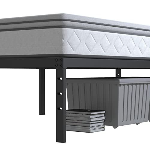 Maenizi Heavy Duty Twin Bed Frame No Box Spring Needed, 14 Inch Metal Platform Bed Frame Twin Support Up to 2500 lbs, Easy Assembly, Noise Free, Black