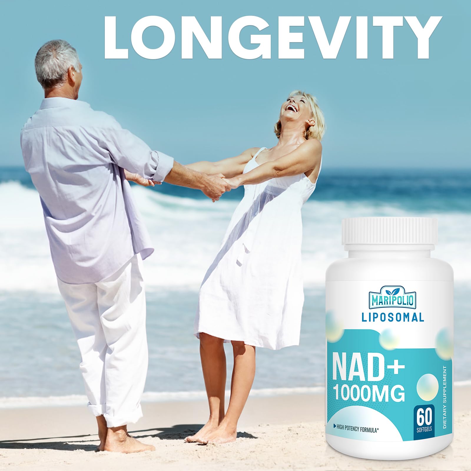 Liposomal NAD+ Supplement 1000 mg | Highest NAD Pontecy | Max Absorption | Pure NAD Supplement | Energy and DNA Repair, Aging Defense, Brain Function | 120 Softgels