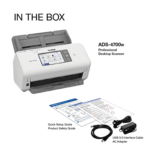 Brother ADS-4700W Professional Desktop Scanner with Fast Scan Speeds, Duplex, Wireless, and Large Touchscreen