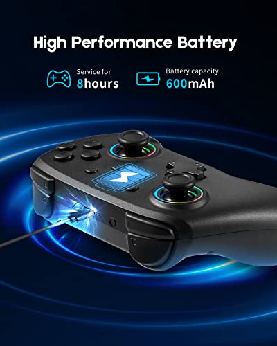 Switch Pro Controller Compatible with Switch/Swith OLED/Switch Lite, Wireless Switch Controller with 7 LED Colors/ Motion Control/Dual Vibration/Turbo