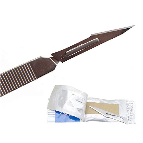 KIMRDIABTE 10 Pcs STERILE Scalpel Blades 11# with Scalpel Handle for Dermaplaning Paper Cutting,Sewing,Fruit Crafts, Modelling,Medical,Trimming calluses,Animal Surgical Knife