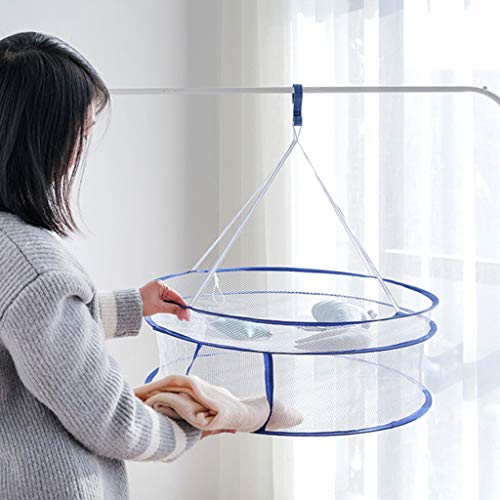 UXZDX Shopping Basket,1pc Mesh Clothes Hanging Dryer Double-Layer Foldable Sweater Drying Basket