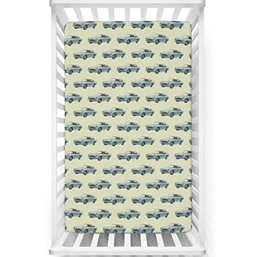 Cars Themed Fitted Crib Sheet,Standard Crib Mattress Fitted Sheet Soft & Stretchy Fitted Crib Sheet-Baby Sheet for Boys Girls, 28“ x52“,Pistachio Green Almond