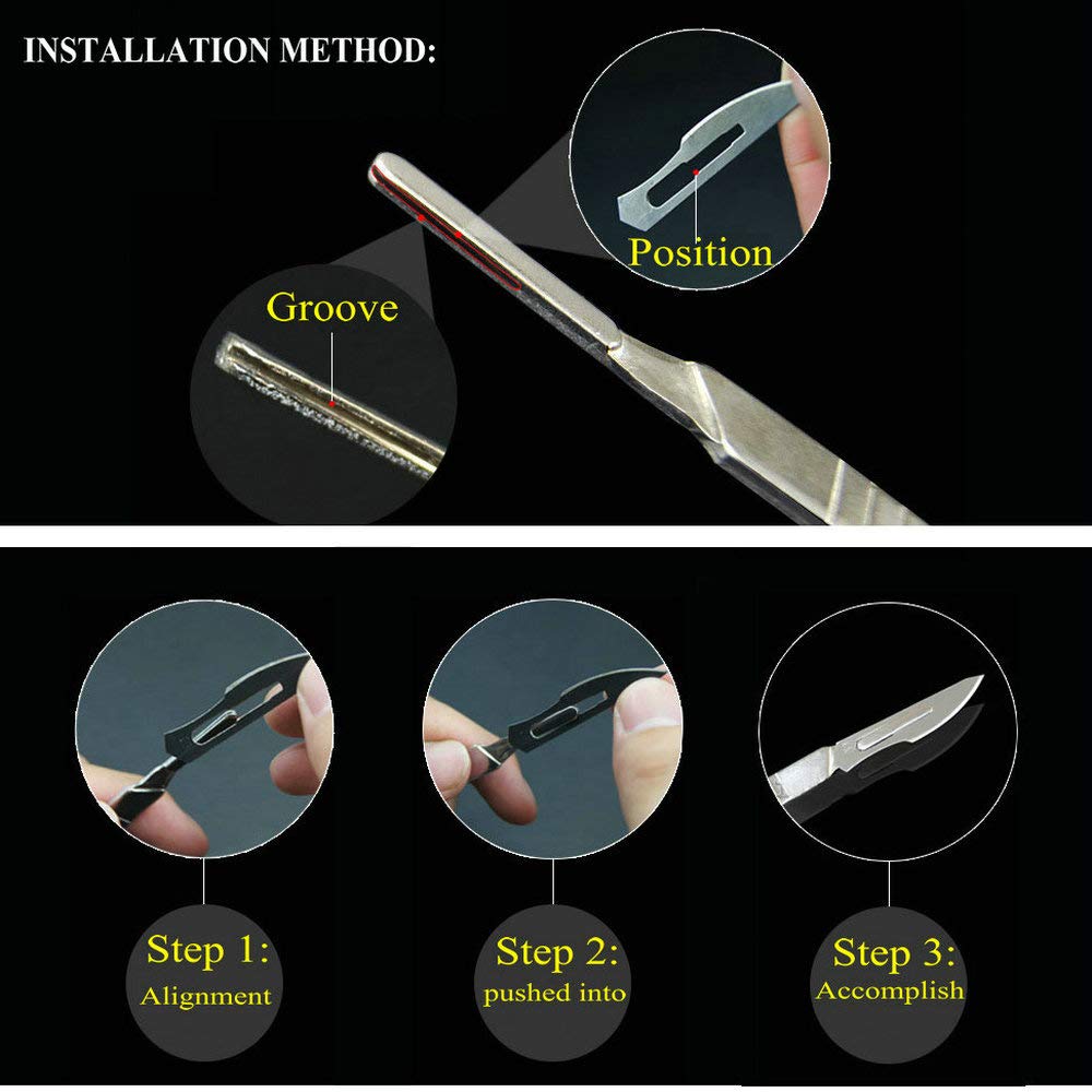 KIMRDIABTE 10 Pcs STERILE Scalpel Blades 11# with Scalpel Handle for Dermaplaning Paper Cutting,Sewing,Fruit Crafts, Modelling,Medical,Trimming calluses,Animal Surgical Knife