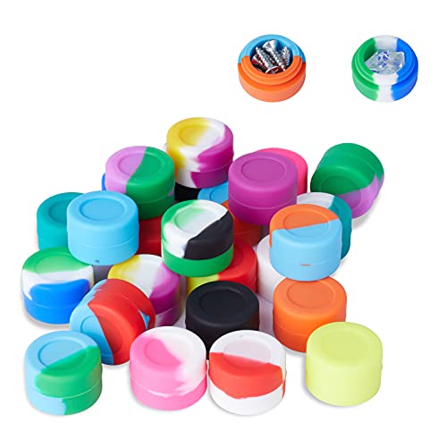 Silicone Wax Container 3ml 50 Pieces Non-Stick Silicone Jars Wax Concentrate Container with Wax Carving Tool and Silicone Mat for Home Travel Business, Random Color