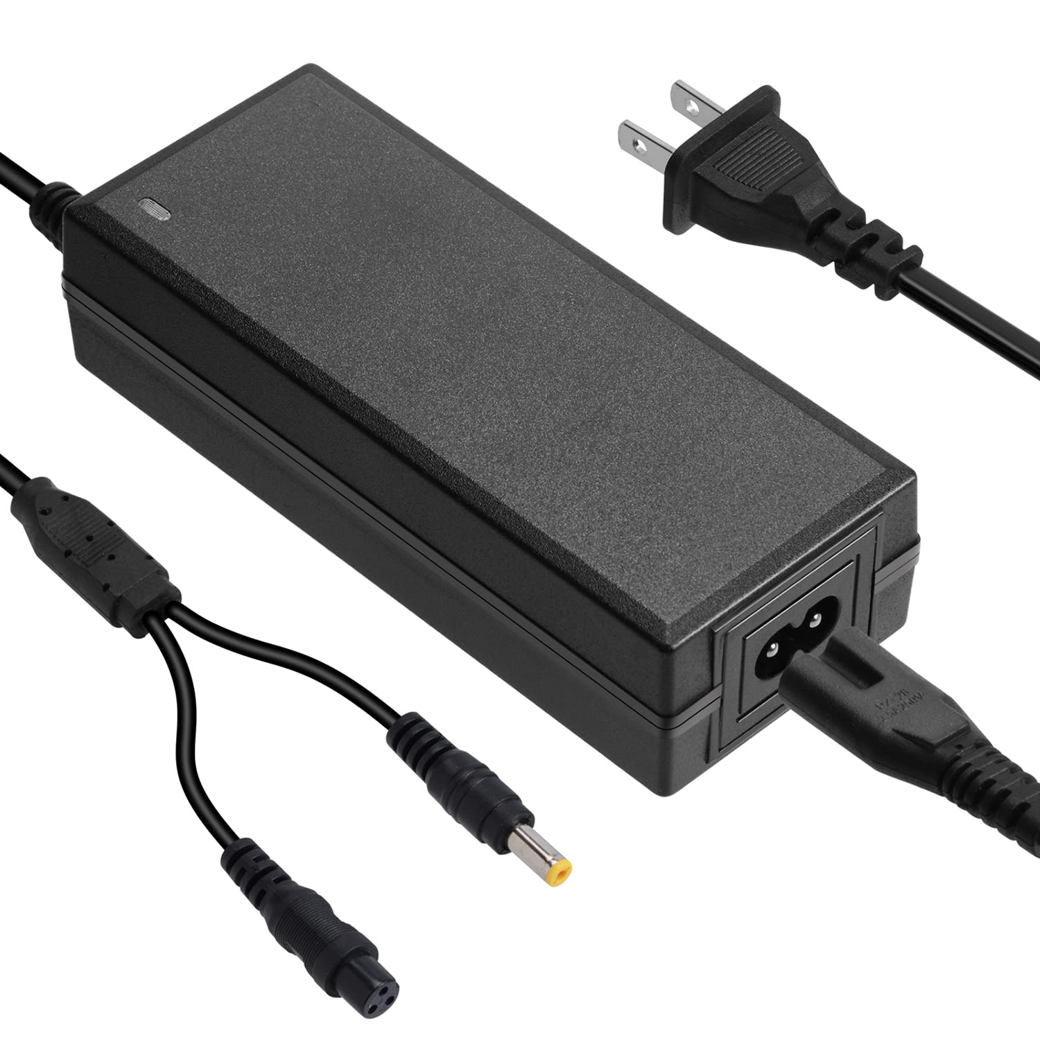 42V 2A Charger with 5.5mm Single Prong DC Plug and 8mm Triple Prong Connector, Two Plugs, Universal Replacement of 36V Lithium Battery