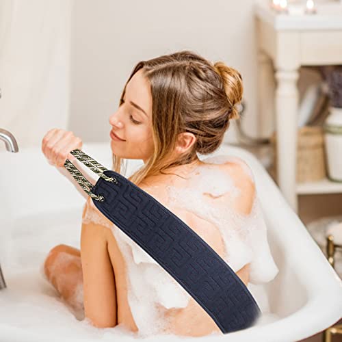 Exfoliating Back Scrubber for Shower, Double-Sided Back Scrub Washcloth with Handles, 38 Inches Body Exfoliator Bath Tool to Clean Your Body Deeply for Men & Women Skin Care