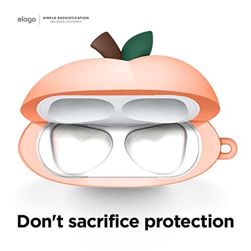 elago Peach Case Compatible with AirPods 3 Case Cover, Cute 3D Design Case Compatible with AirPods 3rd Generation Case 2021, Protective Silicone Case with Keychain, Wireless Charging, Girly Anime Case