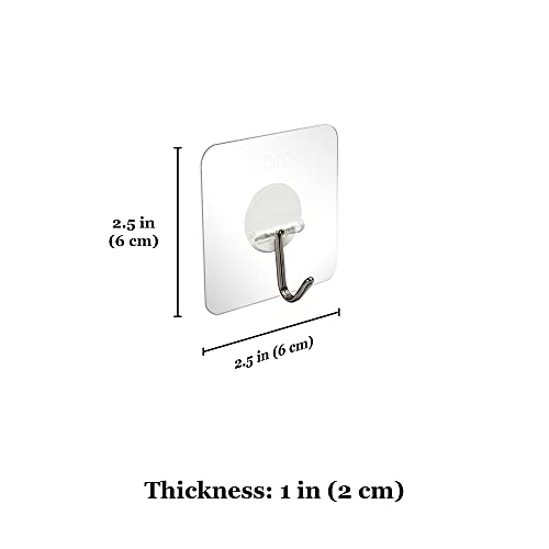 Floro Transparent Reusable Gardening Hooks, 2.4"x2.4" Clear Plastic and Stainless Steel, Carries 176oz. Weight, 8 Hooks per Pack