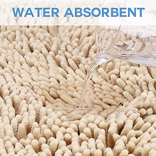 EGYPHY Luxury Chenille Bathroom Rug 20 x 32 Extra Soft and Absorbent Bath Rug Non Slip Shaggy Bath Mat Plush Washable Carpet Mats for Tub Shower, Bathtub and Bath Room-Camel