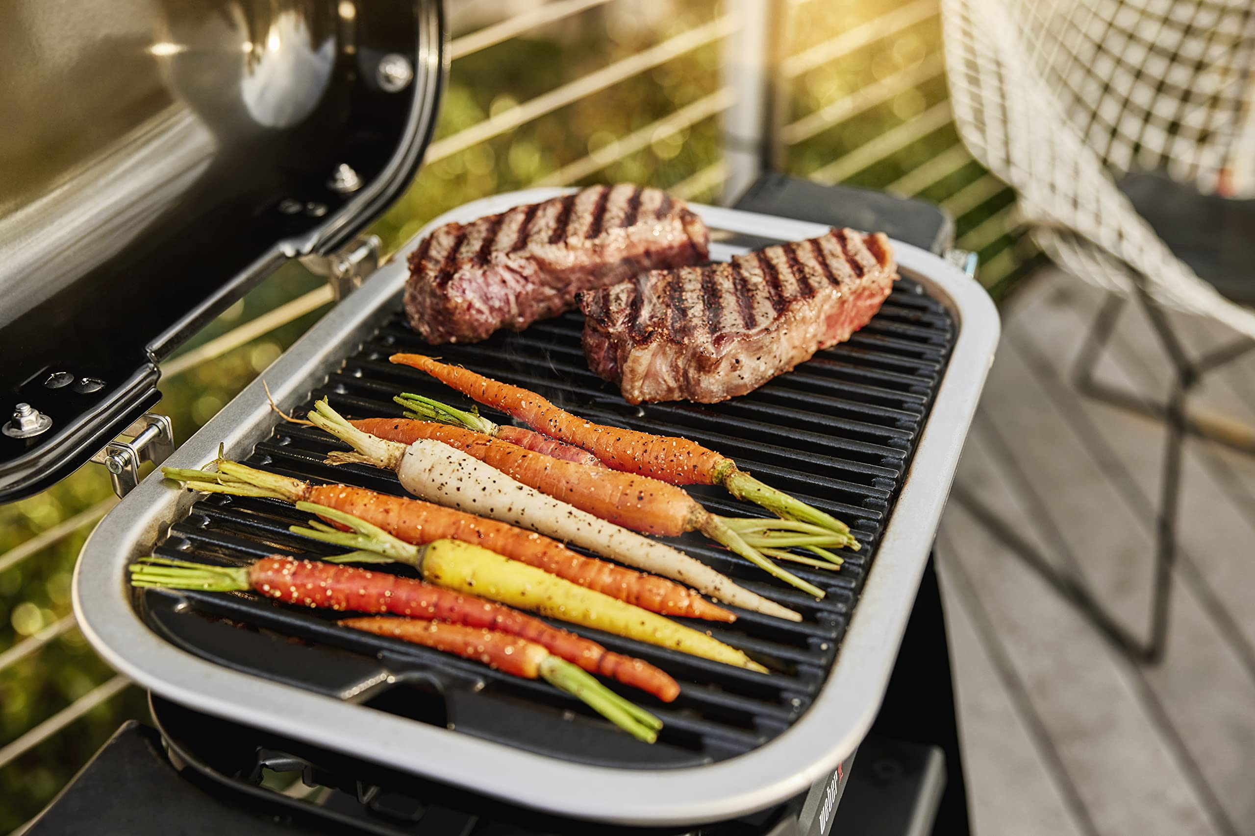 Weber Lumin Compact Outdoor Electric Barbecue Grill, Blue - Great Small Spaces such as Patios, Balconies, and Decks, Portable and Convenient
