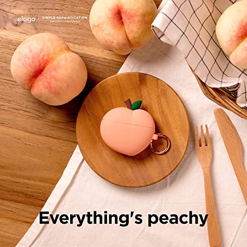elago Peach Case Compatible with AirPods 3 Case Cover, Cute 3D Design Case Compatible with AirPods 3rd Generation Case 2021, Protective Silicone Case with Keychain, Wireless Charging, Girly Anime Case