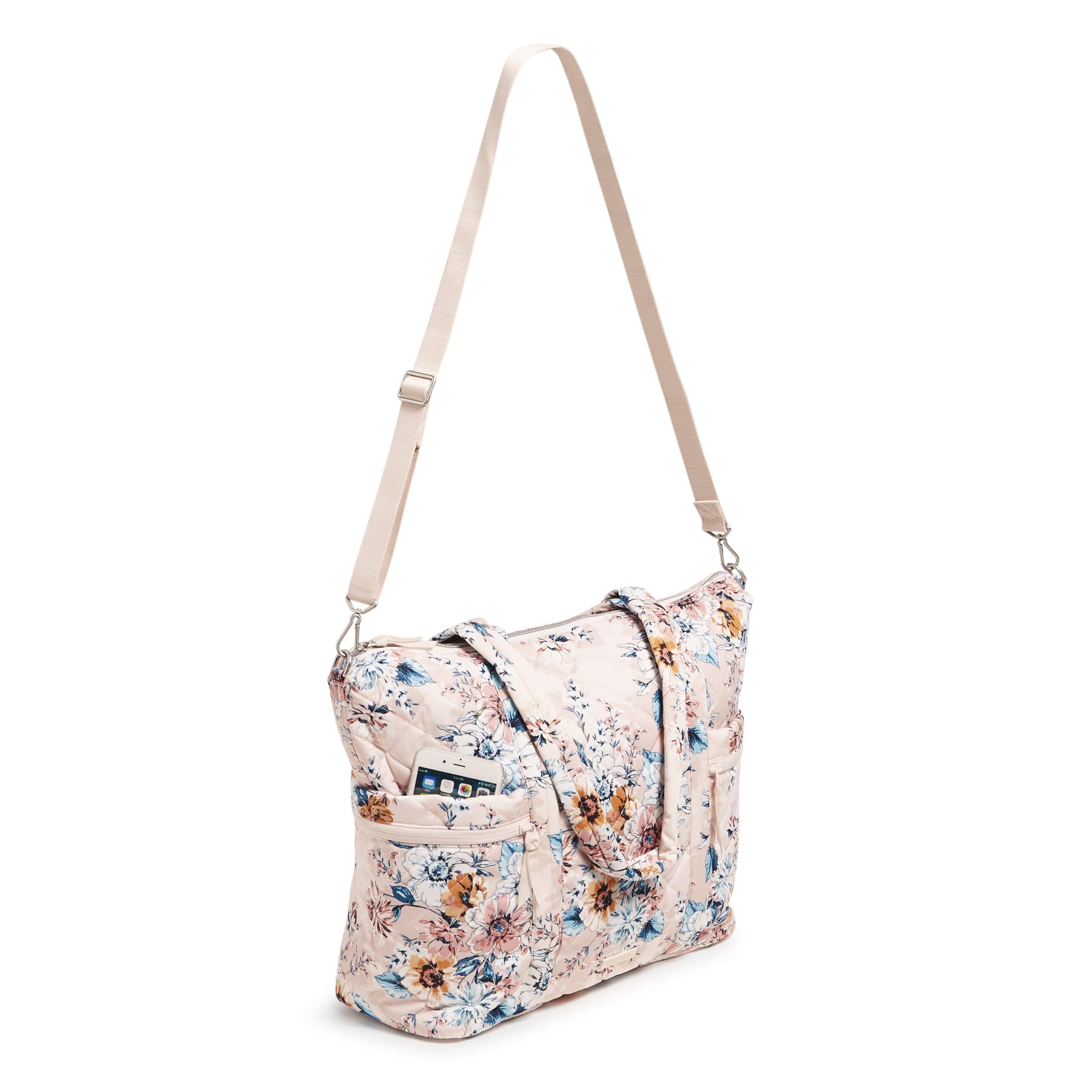 Vera Bradley Women's Performance Twill Large Multi-Strap Tote Bag, Peach Blossom Bouquet, One Size