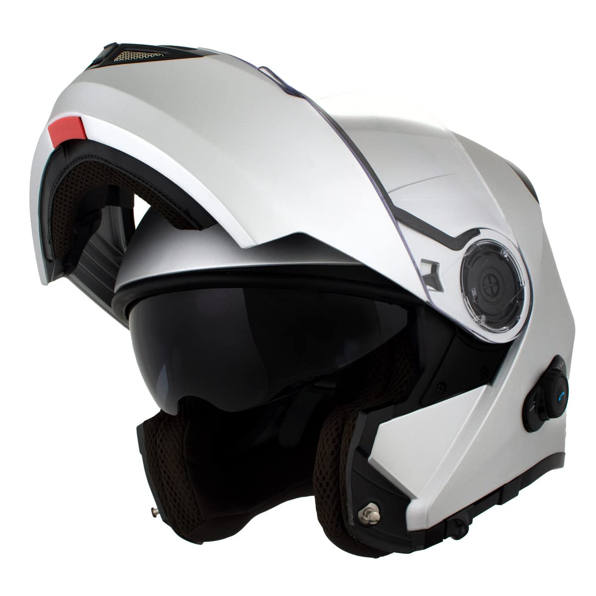 Milwaukee Helmets H7010 Flat Gray 'Mayday' Modular Motorcycle Helmet w/Intercom - Built-in Speaker and Microphone for Men/Women - Large