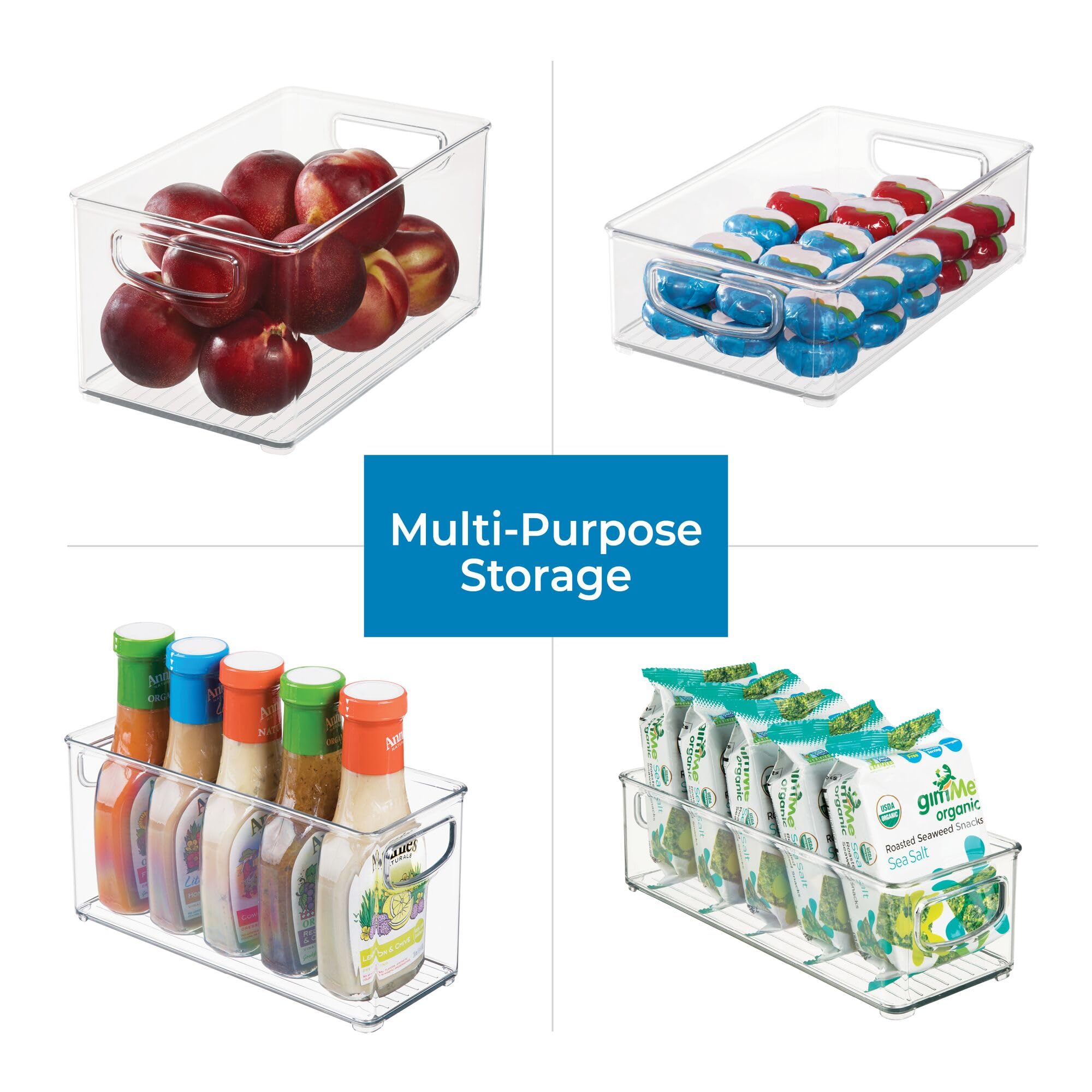 iDesign 4-Piece Plastic Bin Set for Pantry and Cabinet Organization– Various Sizes, Clear Recycled Plastic