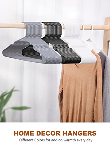 Jersow Black Plastic Hangers 50 Pack, Clothes Hangers Space Saving, Heavy Duty Coat Hangers for Closet, Non Slip Clothing Notched Hangers, Durable Slim Black Hangers for Coat, Shirt, Short, Suits