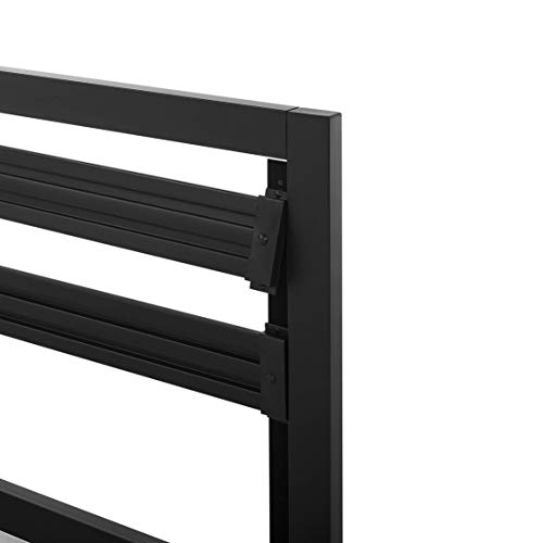 Amazon Basics Metal Bed with Modern Industrial Design Headboard - 14 Inch Height for Under-Bed Storage - Wood Slats - Easy Assemble, Queen, Black