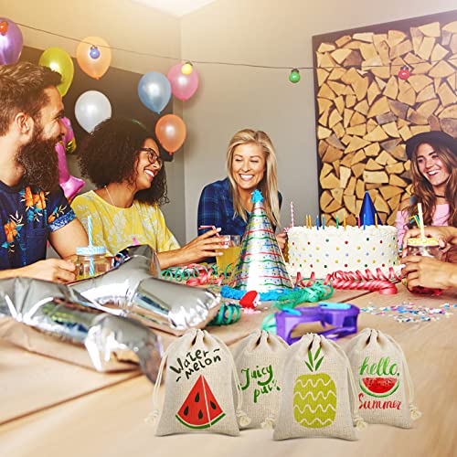 20 Pieces Sublimation Burlap Bags Sublimation Linen Burlap Drawstring Bag Sublimation Burlap Present Bags with Drawstring for Summer Favors Party DIY Craft Candy Bag