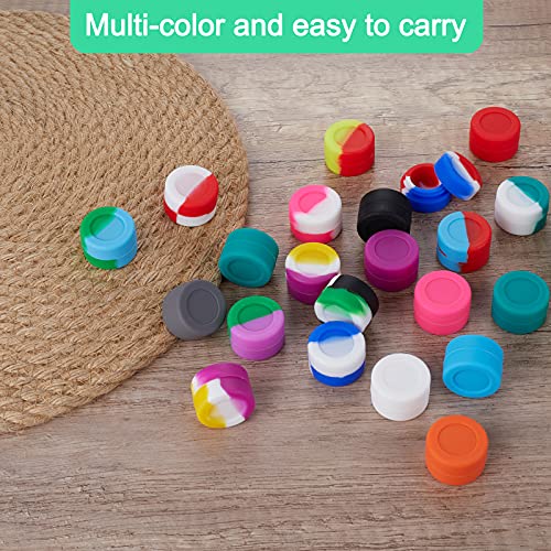 Silicone Wax Container 3ml 50 Pieces Non-Stick Silicone Jars Wax Concentrate Container with Wax Carving Tool and Silicone Mat for Home Travel Business, Random Color