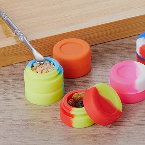 Silicone Wax Container 3ml 50 Pieces Non-Stick Silicone Jars Wax Concentrate Container with Wax Carving Tool and Silicone Mat for Home Travel Business, Random Color