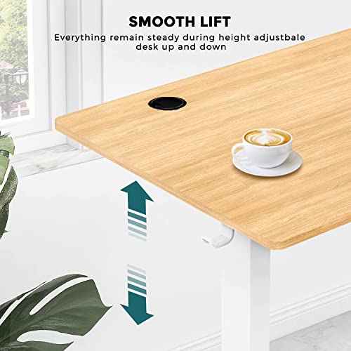 SMUG Height Adjustable Electric Standing Desk, 48 x 24 Inches Sit Stand up Desk Home Office Computer Desk, Ergonomic Desk with Memory Controller Standing Table Natural