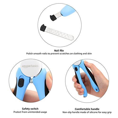 Amazon Basics Pet Nail Clipper and File Professional Grooming Tool with Non-Slip Handle and Safety Guard