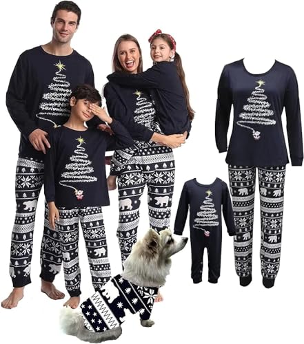 2022 men Size XL Christmas tree fireworks red top,Bear red and white striped pants Family Christmas Pajamas Xmas Pjs for Adults Kids Baby Dog Holiday Home Xmas Family Sleepwear Set