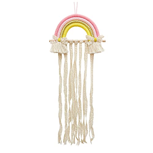 Stemytic Hair Bow Holder Organizer for Girls Hair Clips Storage Rainbow Hanger for Home Decor (Light Pink)