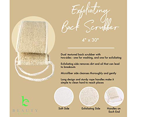 Back Scrubber for Shower for Men & Women - Loofah Exfoliating Body Scrubber Back Washer for Shower, Back Shower Scrubber for Body, Flat Body Scrubbers for Use in Shower Back Scrubber, Back Loofah