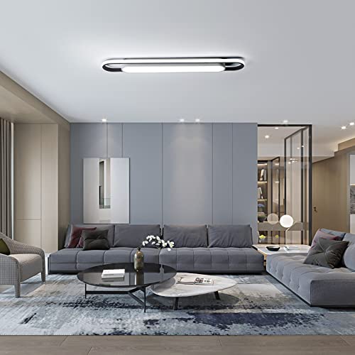 Naroume Modern LED Ceiling Light, 28.3" Flush Mount Ceiling Lamp, 50W Dimmable Metal Ceiling Chandelier Lighting Fixture for Living Room Bedroom Dining Room Office Hallway Aisle