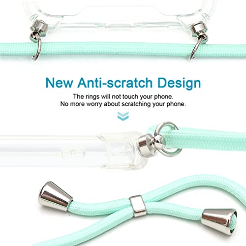 KAPUCTW Crossbody Lanyard Case for Samsung Galaxy A32 5G 6.5" + 1 x Tempered Glass Screen Protector,Adjustable Cord Strap Necklace Phone Cover TPU Silicone Protective Case for Samsung A32 5G,Green