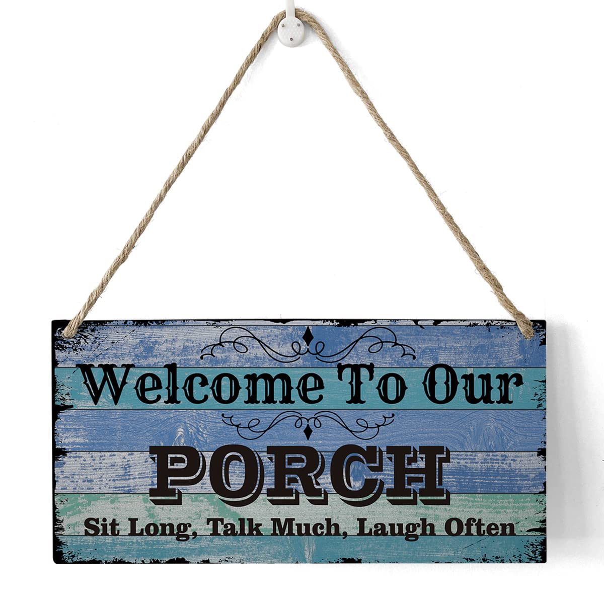 Farmhouse Porch Welcome Wooden Sign Wall Decor Rustic Welcome to Our Porch Wood Plaque Hanging Sign Decoration for Home Door 5āx10ā