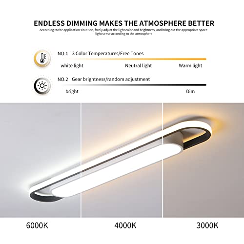 Naroume Modern LED Ceiling Light, 28.3" Flush Mount Ceiling Lamp, 50W Dimmable Metal Ceiling Chandelier Lighting Fixture for Living Room Bedroom Dining Room Office Hallway Aisle