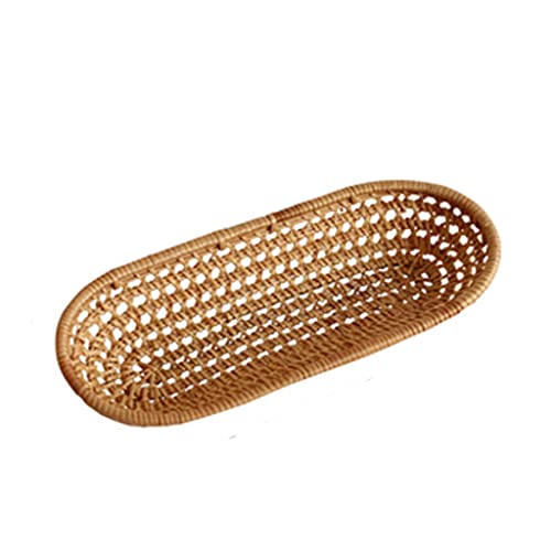 WSZJJ Rattan Bread Basket, Supermarket Fruit and Vegetable Display Basket, Snack Storage Box, Woven Basket, Fruit Basket (Size : 27cm)