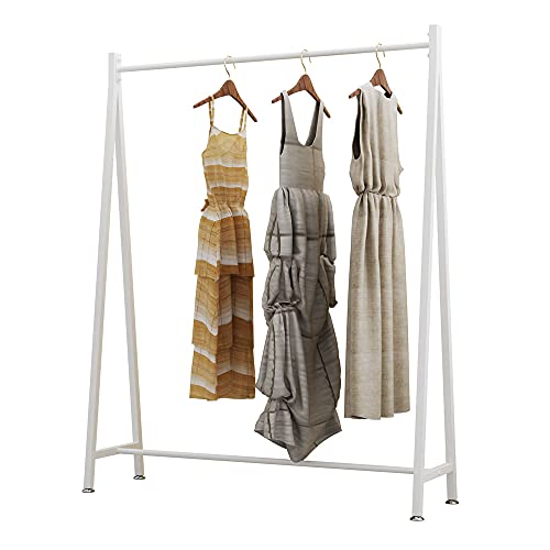 DR.IRON White Metal Clothes Rack Garment Rack,Modern Clothing Rack Free Standing Hanging Rack for Boutique Retail, Clothes Store,Laundry Room(47ββL)