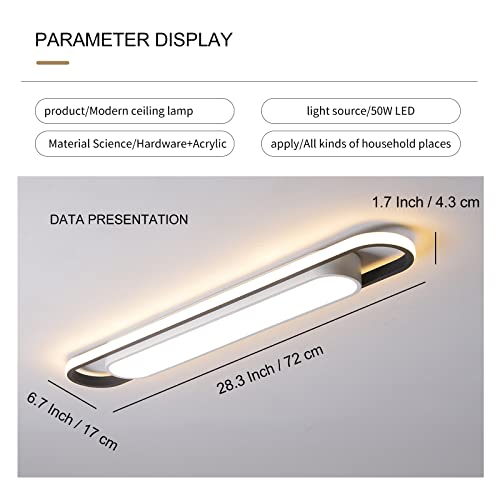 Naroume Modern LED Ceiling Light, 28.3" Flush Mount Ceiling Lamp, 50W Dimmable Metal Ceiling Chandelier Lighting Fixture for Living Room Bedroom Dining Room Office Hallway Aisle