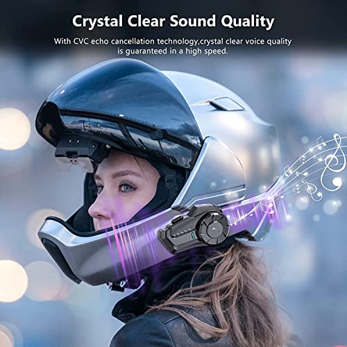 G G-WEI Motorcycle Bluetooth Headset Intercom 800M 2 Riders Motorbike Headphone IP65 Waterproof Interphone Communication System for Full Face Helmet, Flip-up Helmets (2 Pack)