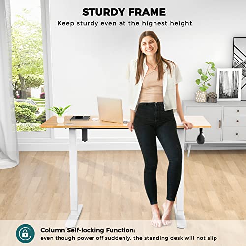 SMUG Height Adjustable Electric Standing Desk, 48 x 24 Inches Sit Stand up Desk Home Office Computer Desk, Ergonomic Desk with Memory Controller Standing Table Natural