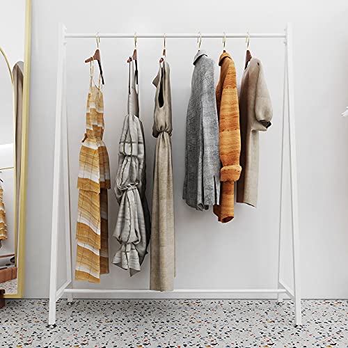 DR.IRON White Metal Clothes Rack Garment Rack,Modern Clothing Rack Free Standing Hanging Rack for Boutique Retail, Clothes Store,Laundry Room(47ββL)