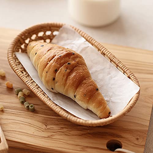 WSZJJ Rattan Bread Basket, Supermarket Fruit and Vegetable Display Basket, Snack Storage Box, Woven Basket, Fruit Basket (Size : 27cm)