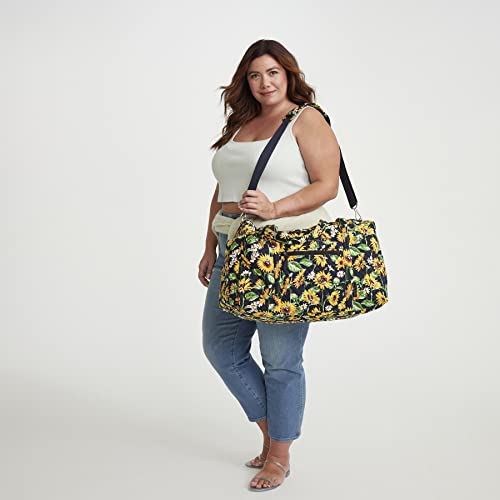 Vera Bradley Women's Cotton Large Travel Duffel Bag, Island Tile Blue - Recycled Cotton, One Size